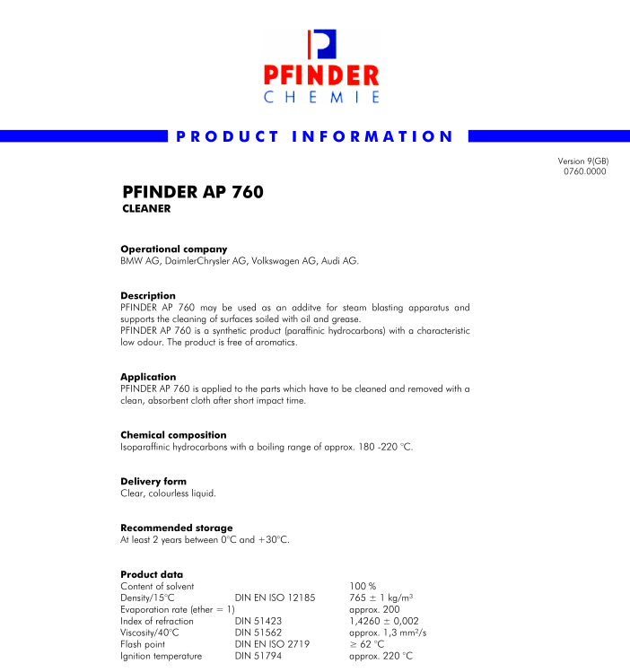德国芬德PFINDER 清洗剂 30L装 - 拓精测定科技(苏州)有限公司